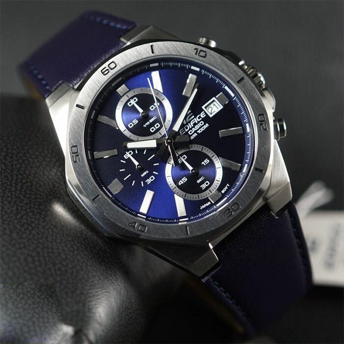 Наручные часы CASIO, серебряный, синий — фото 1