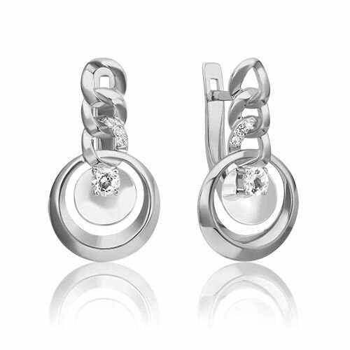 Серьги, белое золото, 585 проба, родирование, топаз