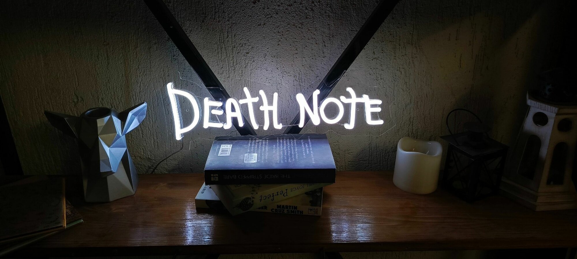 Неоновая табличка Elmarto Death Note, 40x14 см, белая