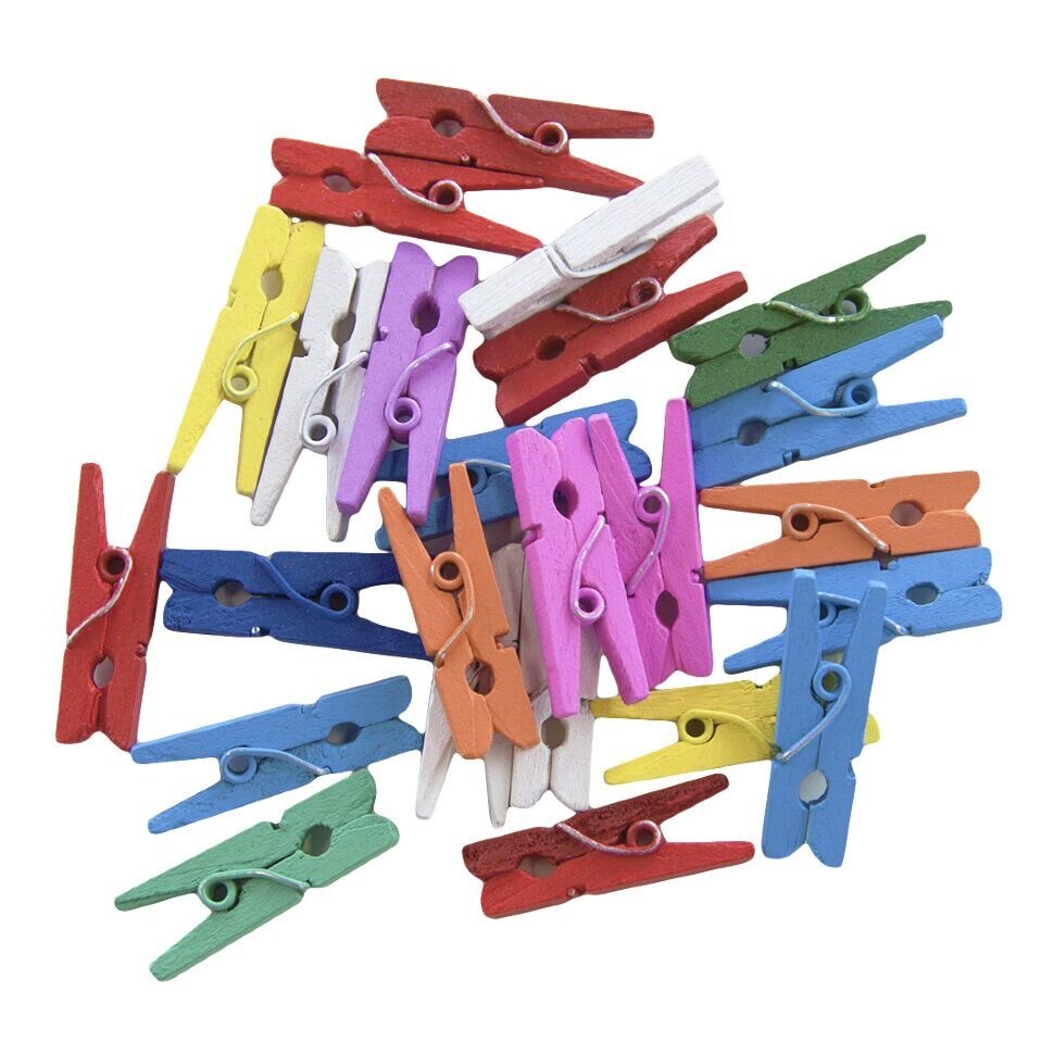 Декоративные прищепки, Ассорти, 2,5 см, Разноцветный, 24 шт.