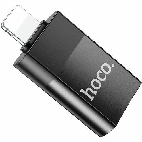 Адаптер USB-Af3.0 Lightning OTG Hoco UA17 Black переходник гнездо-штекер - чёрный