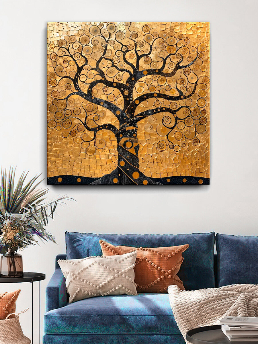 Картина на холсте "Золотое дерево" 50х50 см