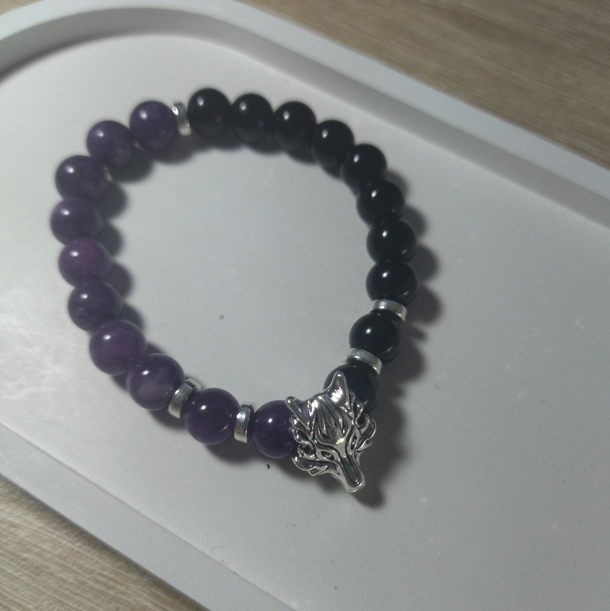 Браслет, аметист, металл