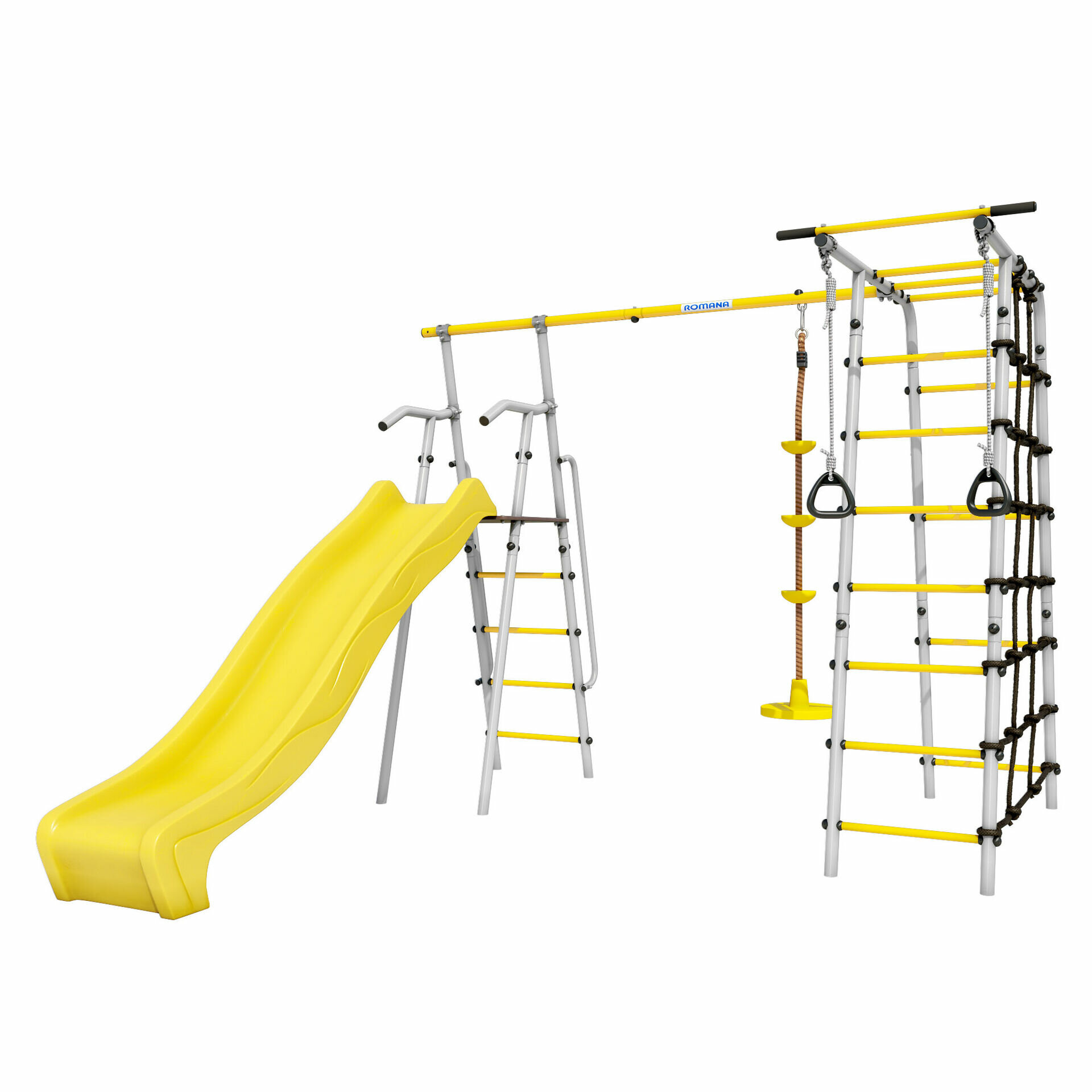 Спортивно-игровой комплекс Romana "Богатырь MAX", качели диск 103.07.07, серый/жёлтый