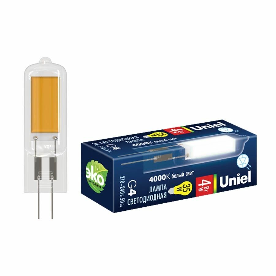 Лампочка LED 6W G4 JC220 4000К прозрач Uniel 31731, 10 лампочек