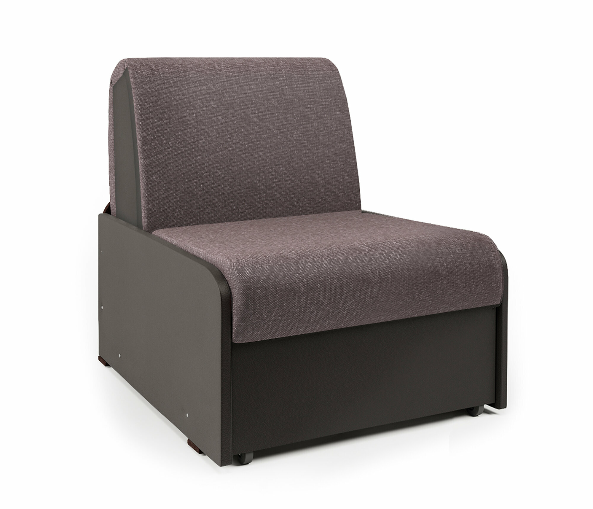 Кресло-кровать Коломбо БП, спальное место 70х194 см, механизм аккордеон, рогожка, латте и экокожа коричневый