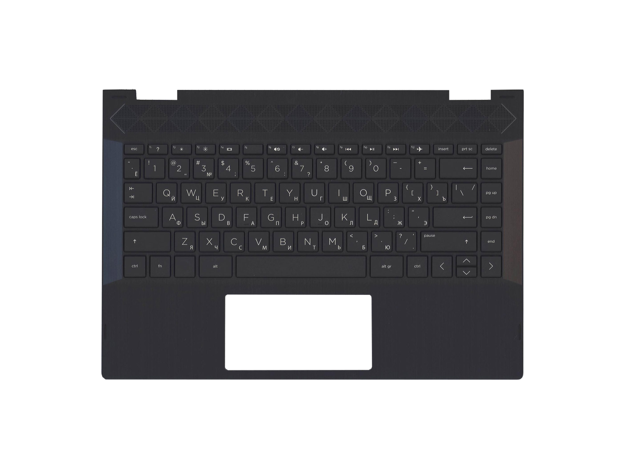 Клавиатура (топ-панель) для ноутбука HP Pavilion x360 14-CD 14-DD черная с черным топкейсом, с серебристой окантовкой