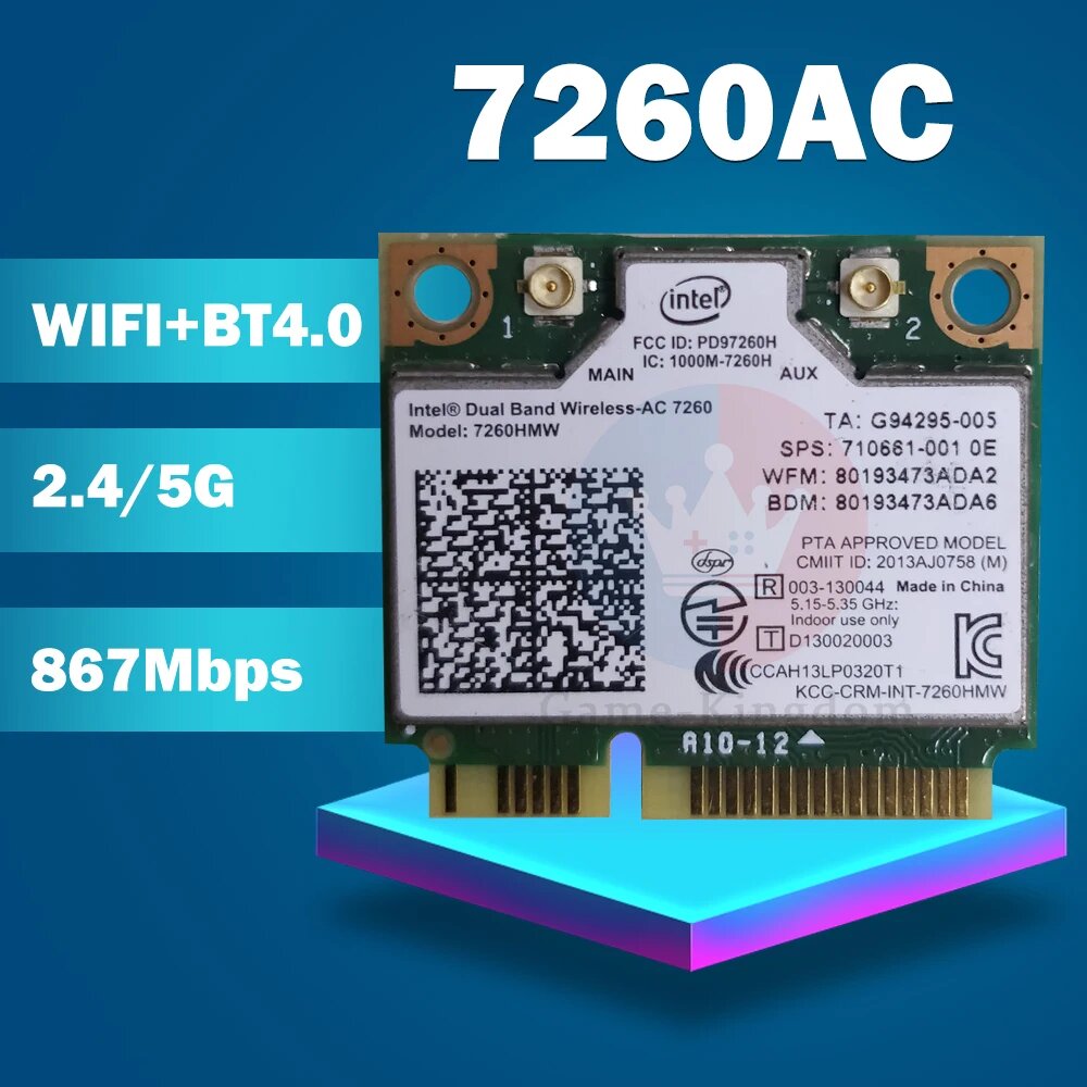 Двухдиапазонная Беспроводная-AC7260 7260HMW 7260AC 7260HMWAC half Mini PCI-e BT4.0 беспроводная карта для HP EliteBook 820 840 850 860