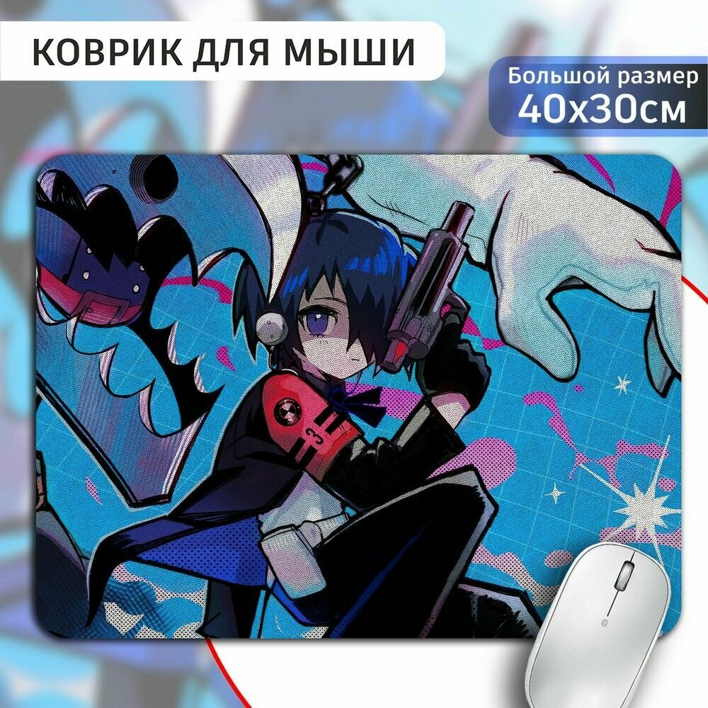 Коврик для мыши 30х40 с принтом игра Persona 3 (Персона три, Макото Юки, чиби, PS, Xbox, PC, Switch) - 288