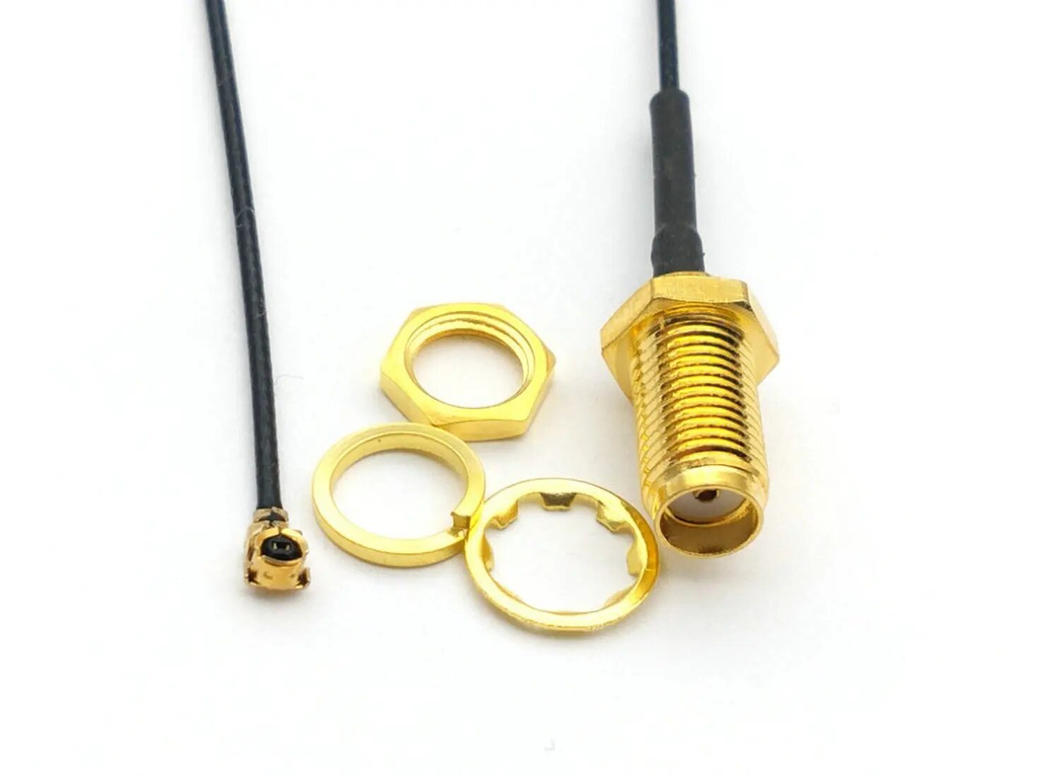 50 шт. пигтейлы ZHTCRJ brass SMA female nut bulkhead to IPX U.FL female 1.13 10cm, 50pcs