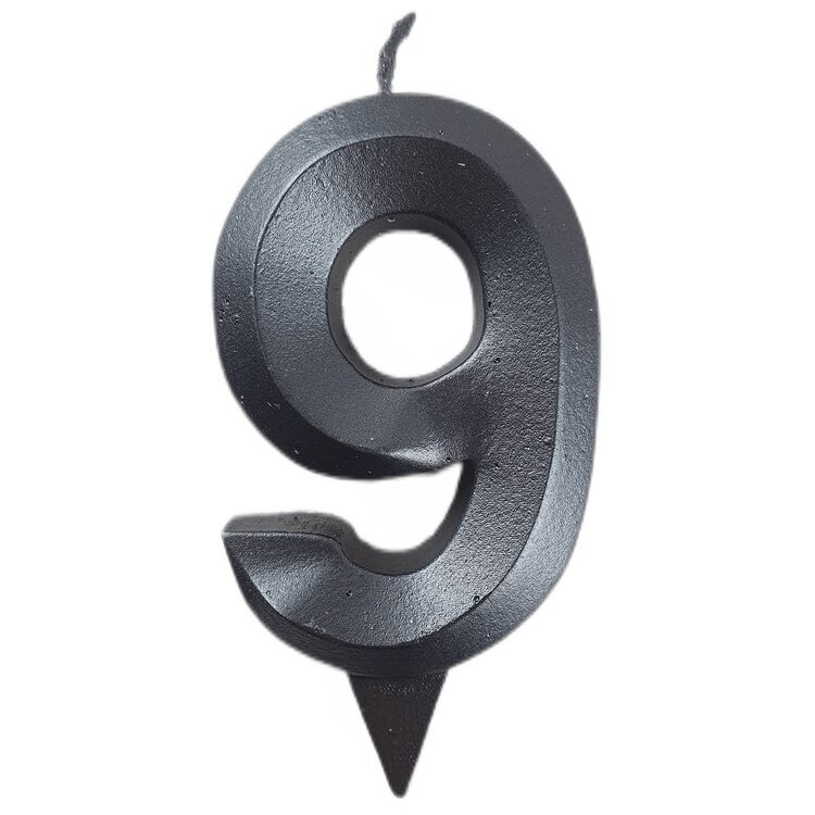 Свеча -цифра "9" Грань черный жемчуг, 7 см
