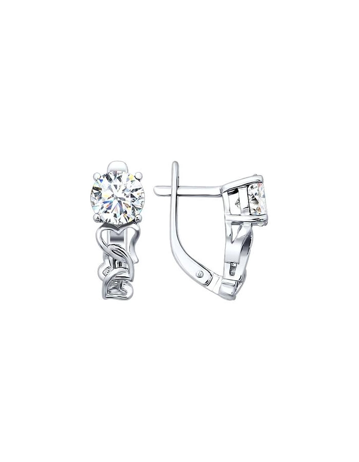 Серьги, серебро, 925 проба, родирование, фианит