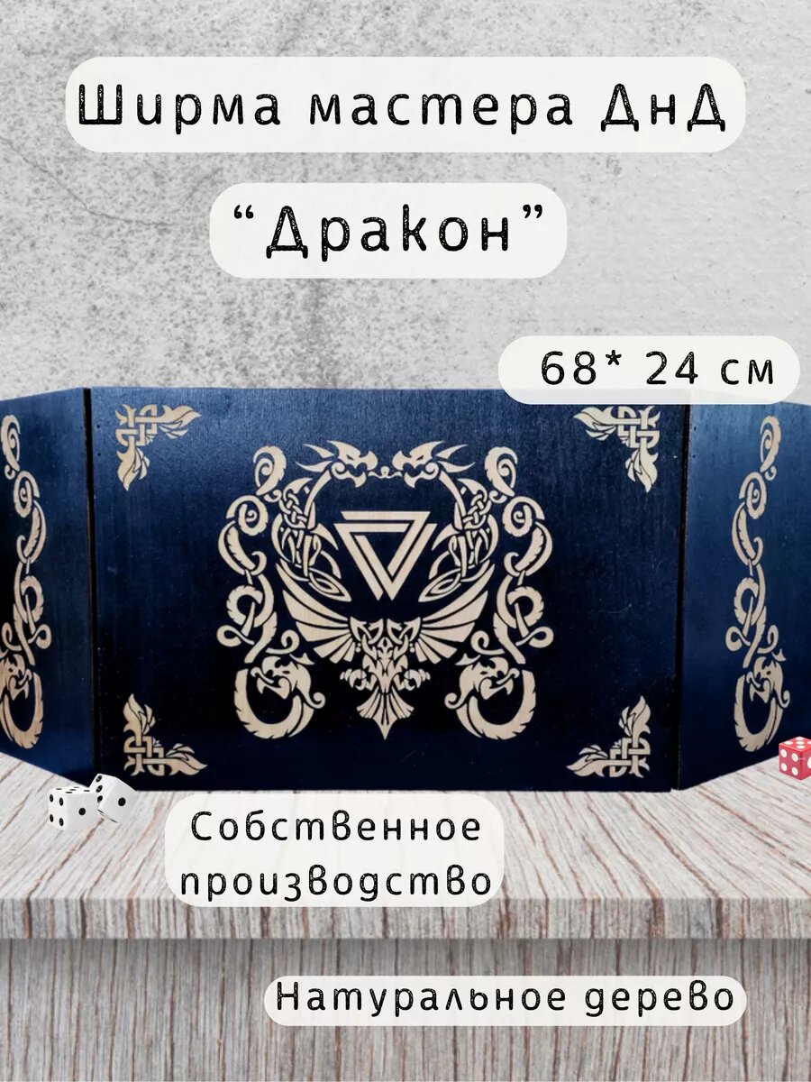 Ширма мастера ДнД 3 секции "Дракон", подарок для гм