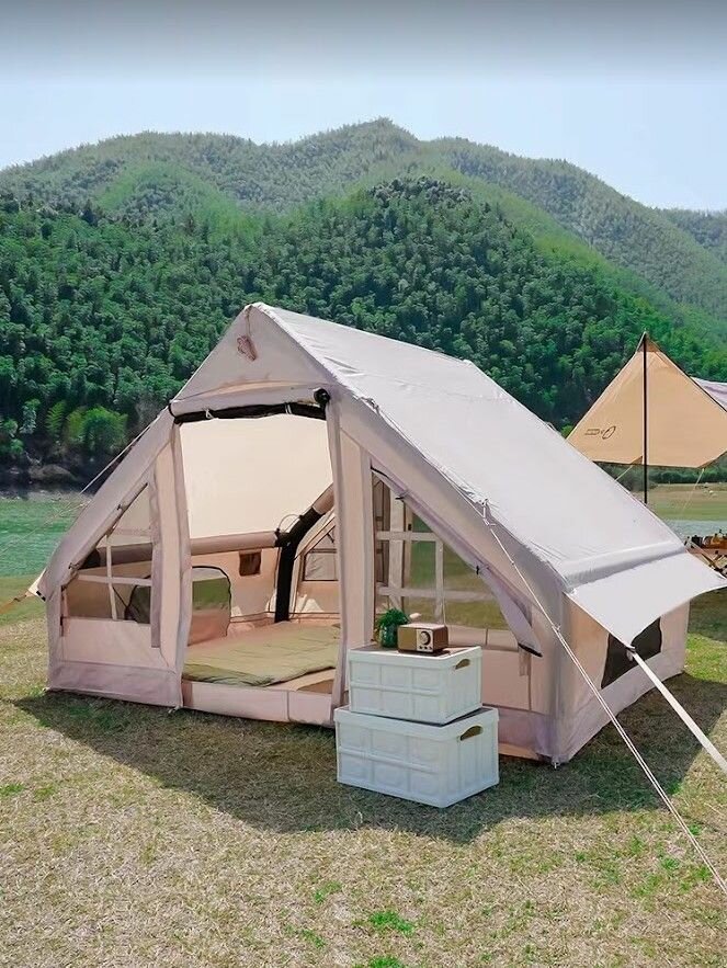 Палатка, на надувном каркасе, кемпинговая 6м2, бежевая, 16,5 кг