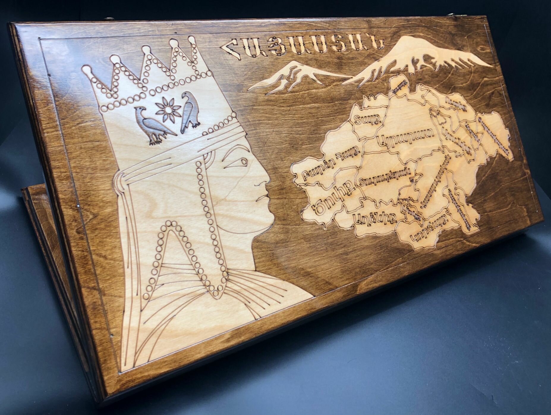 Нарды Деревянные Лакированные "царь тигран великий" большие 60 см