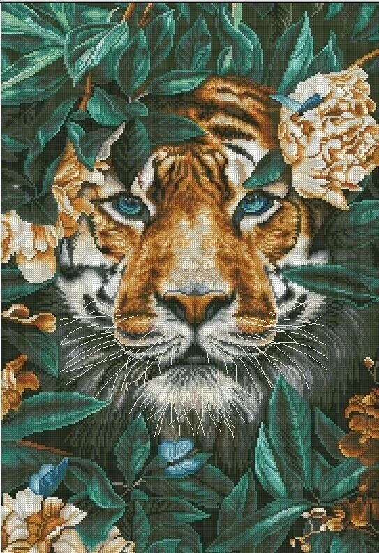 Набор для вышивки крестом Dahlia Дикие джунгли тигры 18CT unprint canvas