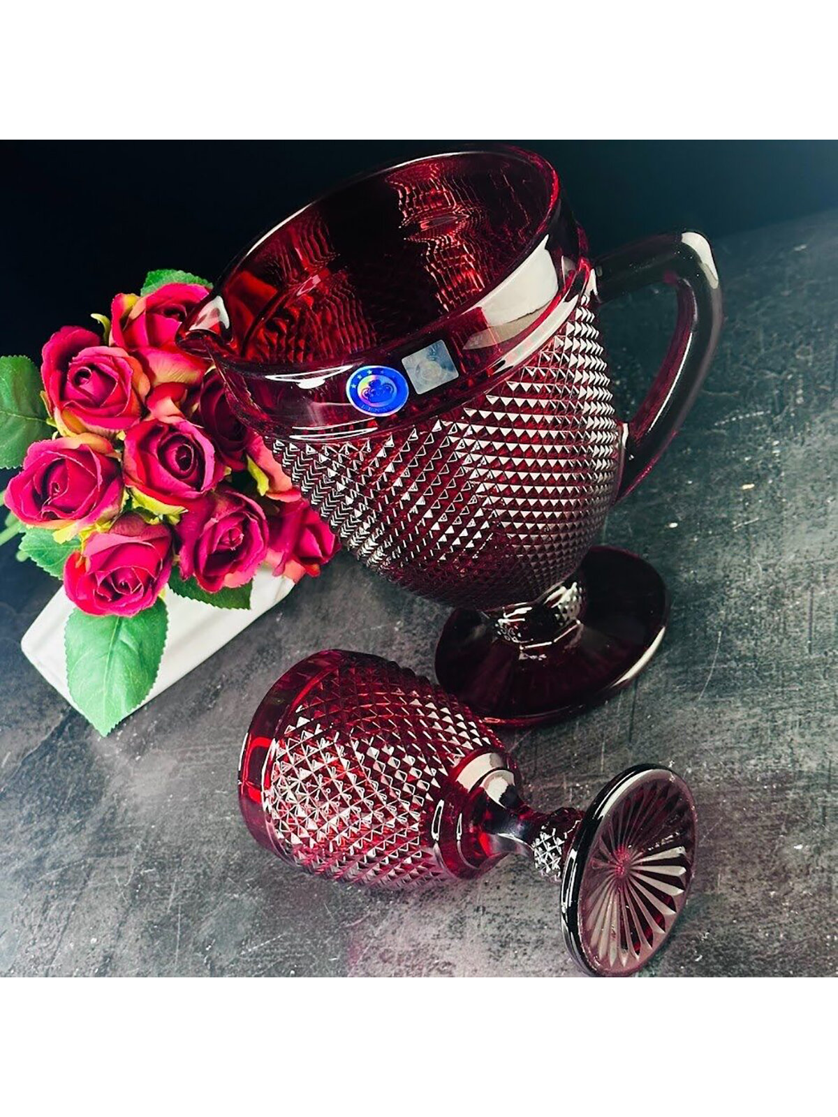 Графин и 6 бокалов Lenardi, стеклянные, 240 мл