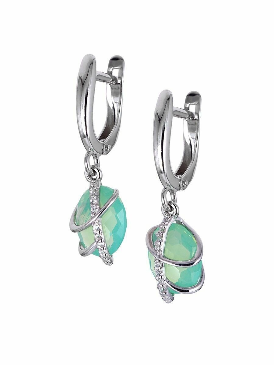 Серьги с подвесками, серебро, 925 проба, кварц синтетический