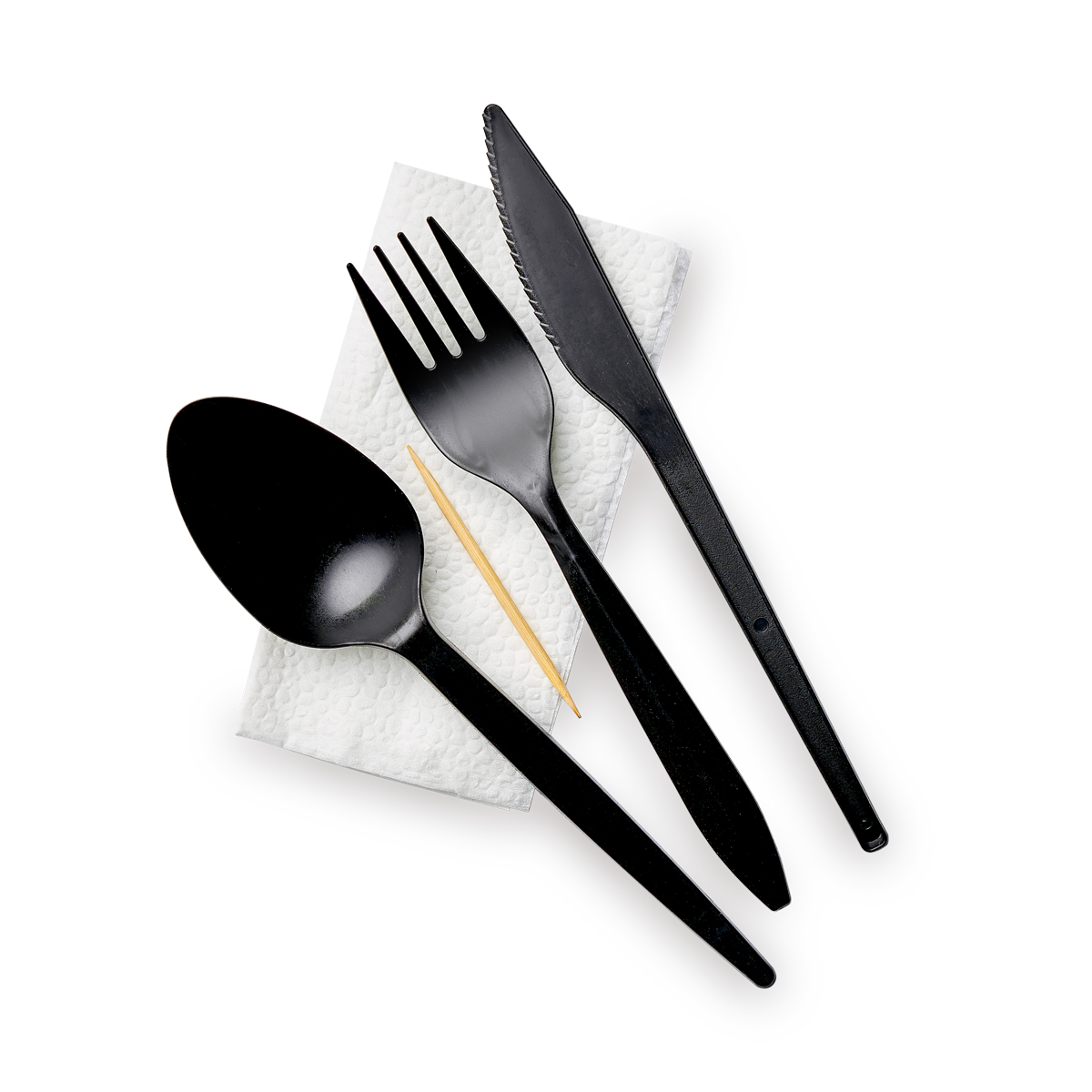 Набор одноразовых столовых приборов Из Лавки, черный, 5 штук.