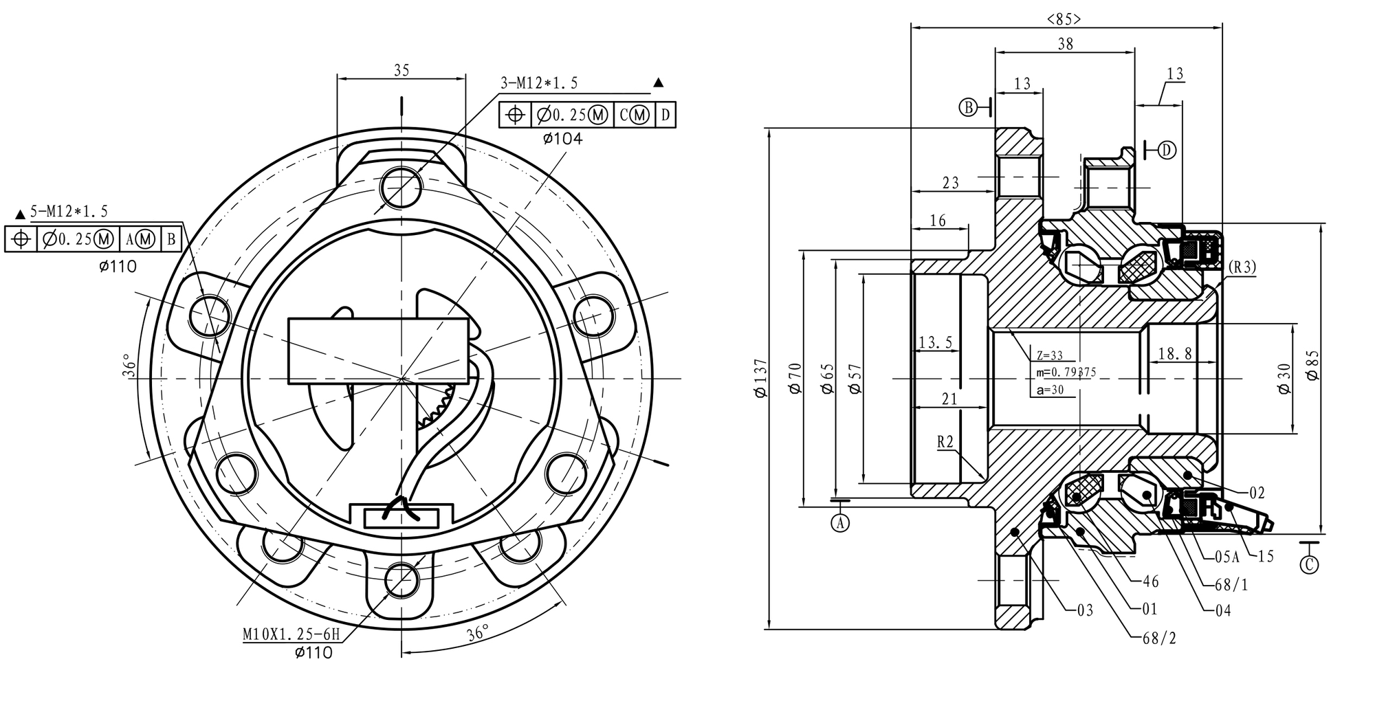 GANZ GIK05033 ступица передняя в сборе l r Opel (Опель) Astra (Астра) g +abs / 5о