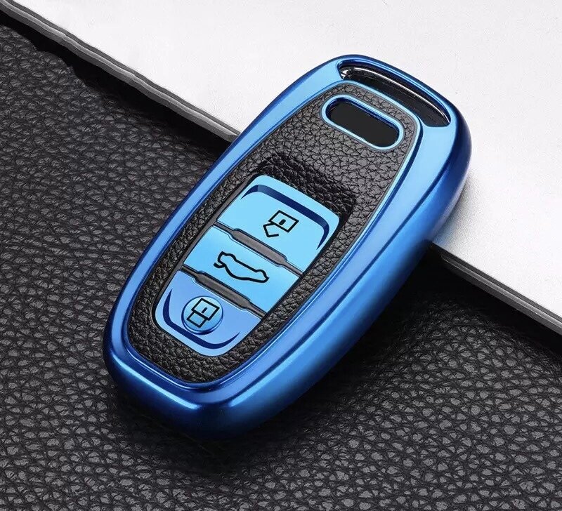 Чехол на ключ Audi / Ауди TPU blue 2009-2015