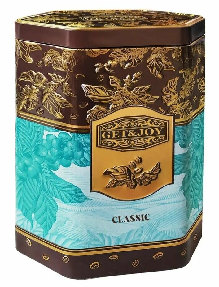 GET&JOY Кофе молотый Ароматное настроение. Бразилия, в жестяной банке, синяя, 150 г