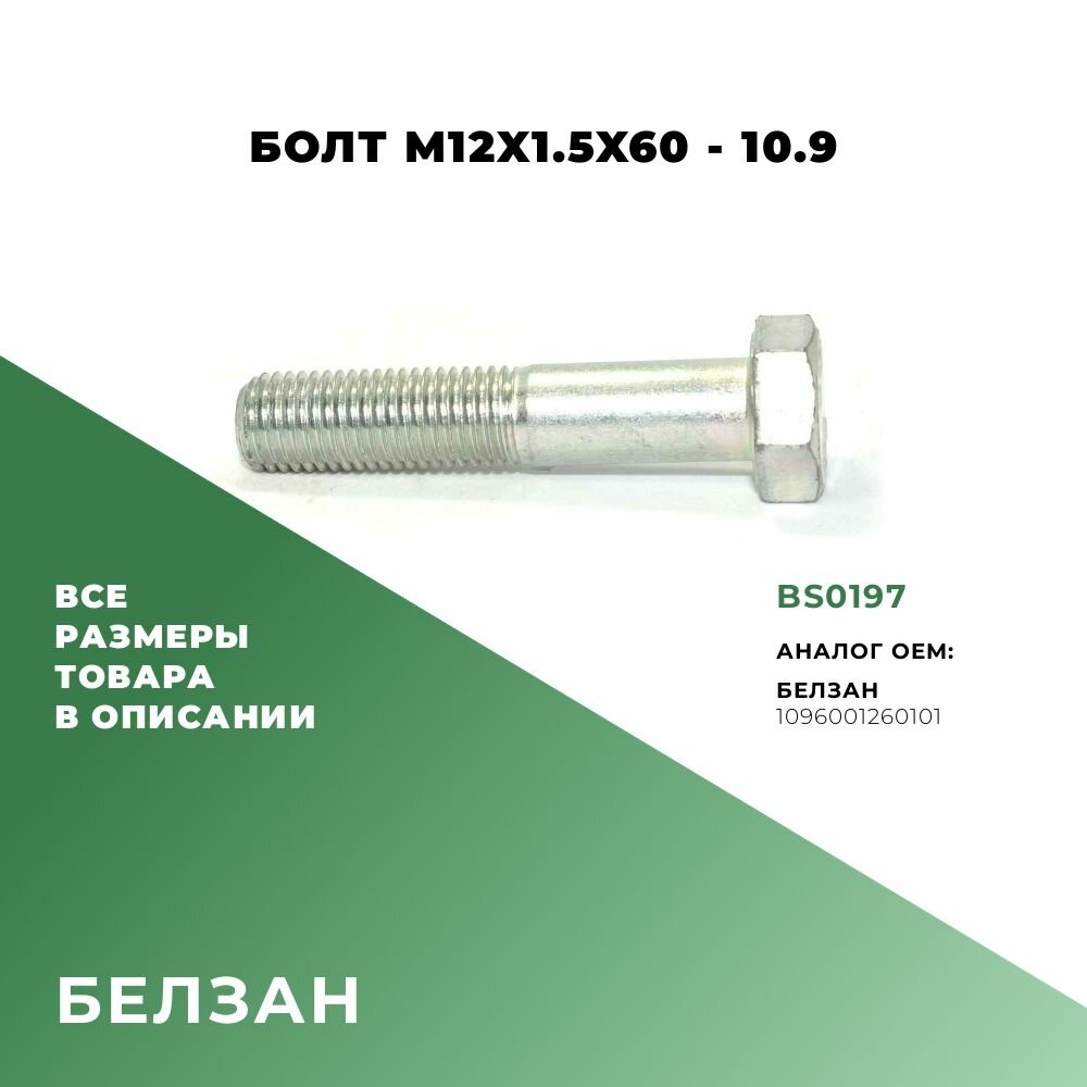 Болт M12х60х1,5 - 10.9; ОЕМ:1096001260101; BS0197