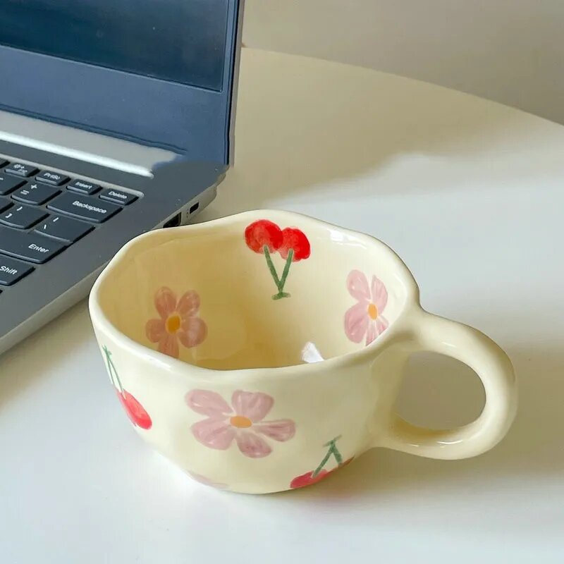 Кружка керамическая JUSTINLAU Pink cherry с цветами
