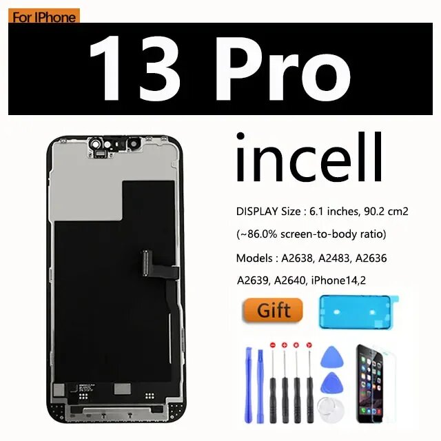 Для iPhone X XR XS XSmax 11 ЖК-дисплей сенсорный экран в сборе, цвет, 3D чувствительный, без мертвого угла касания, класс AAA + In-cell For 13 pro