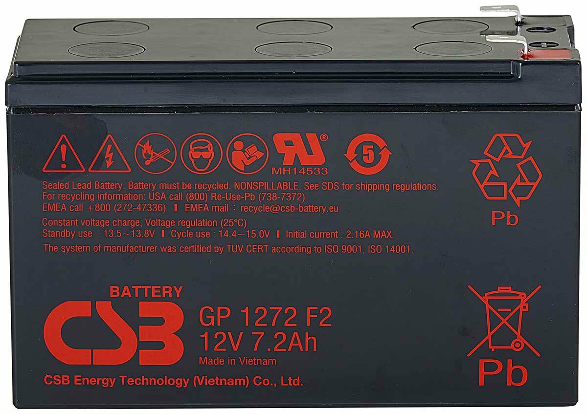 Аккумуляторная батарея для ИБП CSB GP1272 F2 (12В, 7.2Ач)