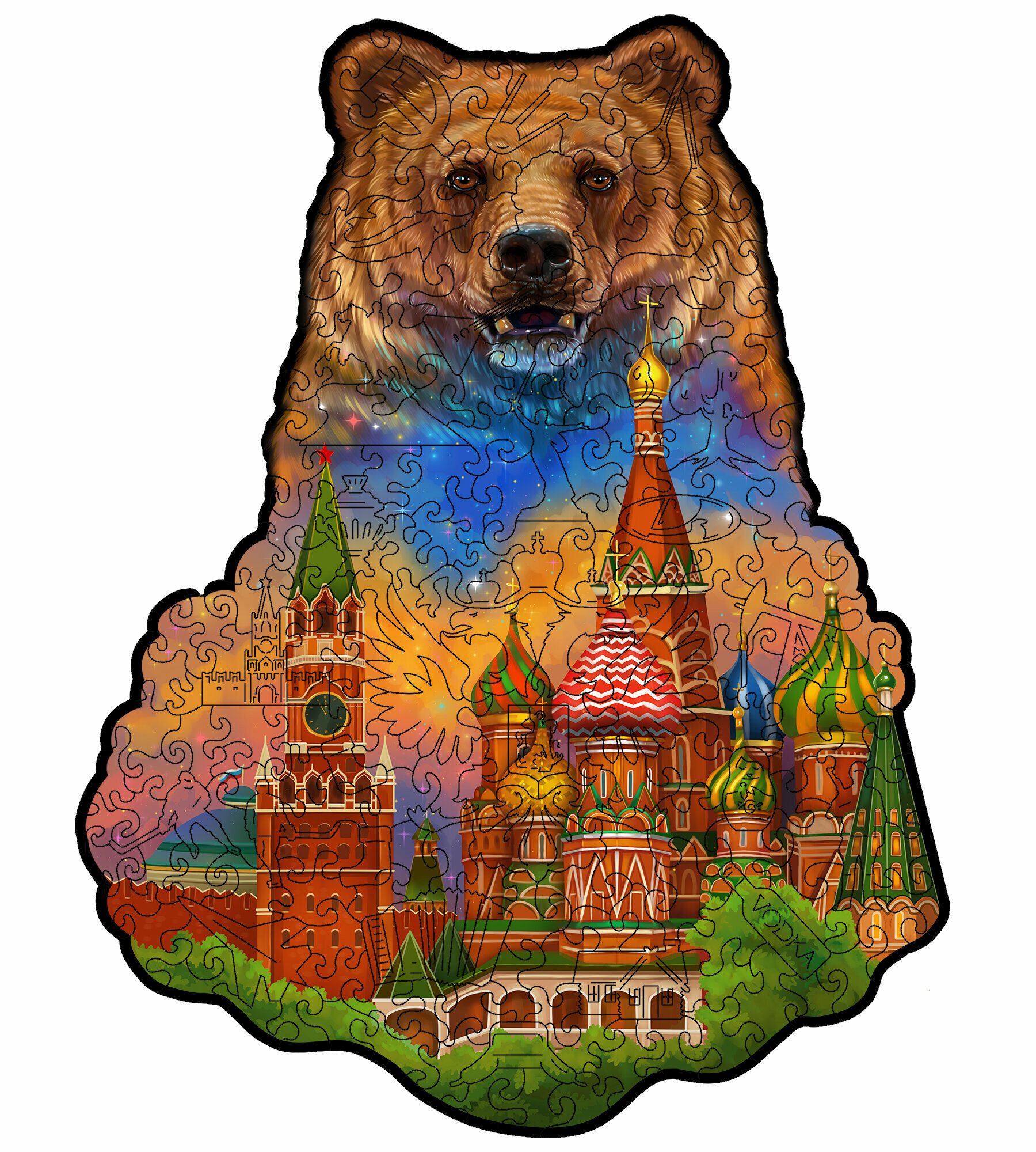 Деревянный пазл "Коллекция стран мира - Россия" 37х29 см, BoberBox, 220 деталей