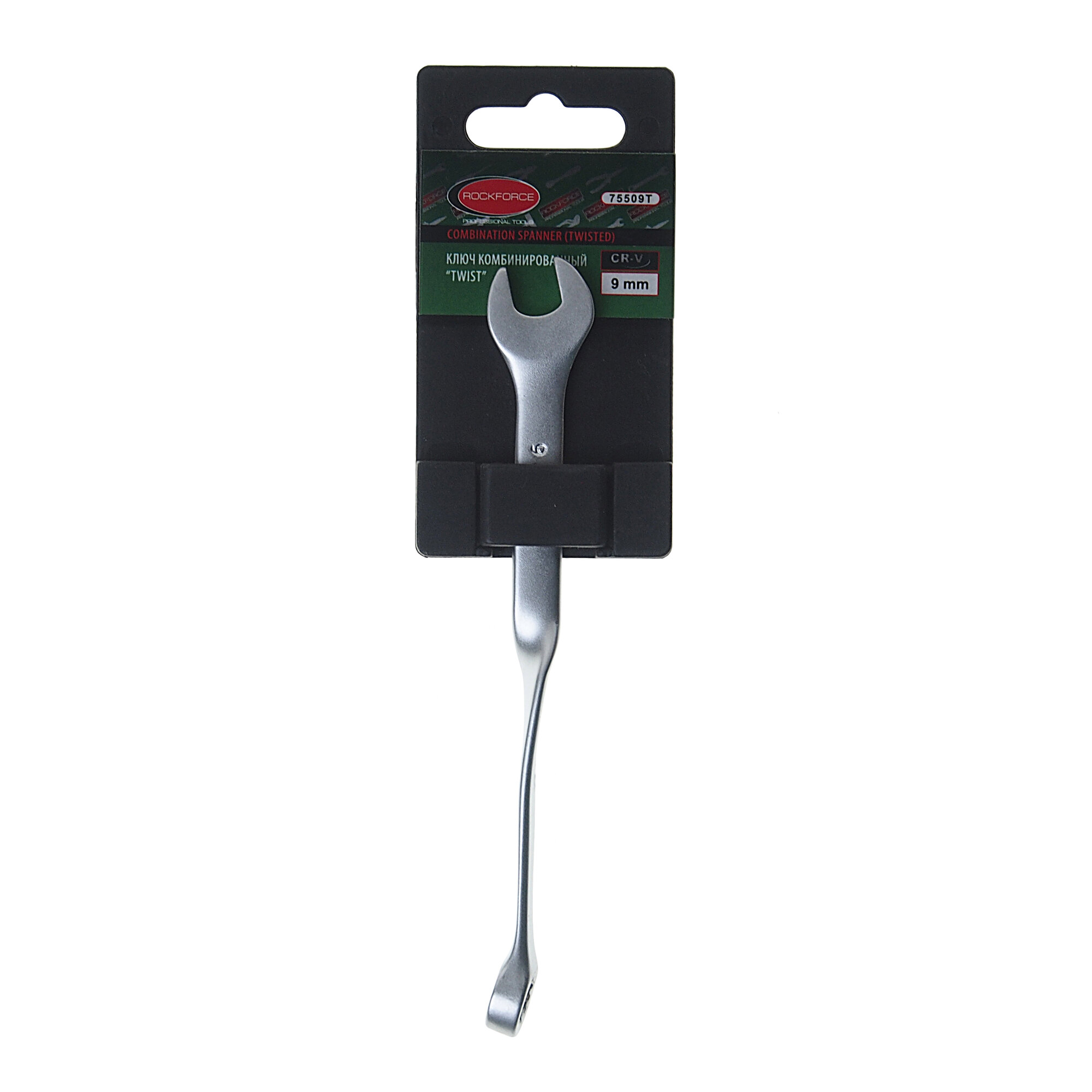 Ключ комбинированный 9мм RF-75509T twist удлиненный на пластиковом держателе ROCKFORCE