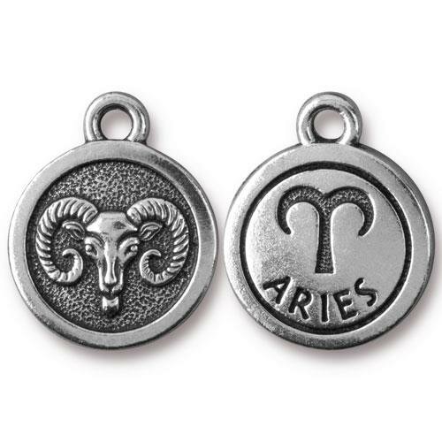 Подвеска, 19х15.5мм, TierraCast, знак зодиака Овен (Aries), базовый материал - оловянный сплав, посеребренный с чернением, 1 шт.