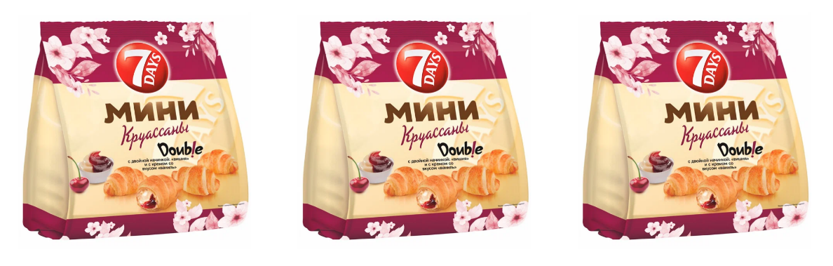 Мини Круассаны 7DAYS, Вишня и ваниль, 265 гр, 3 шт