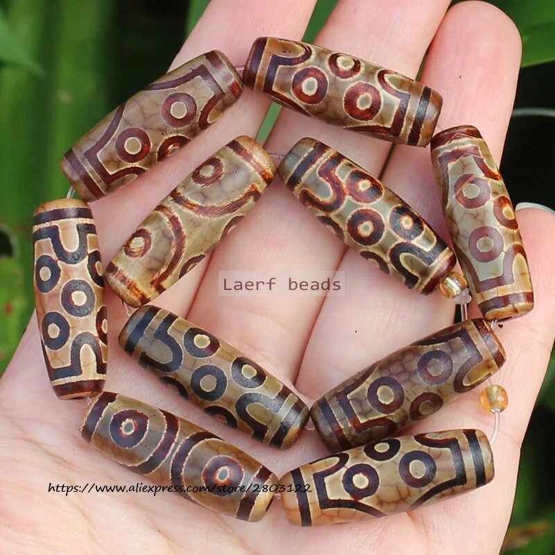 Натуральные агатовые бусины Дзи лаerf beads 7 eyes