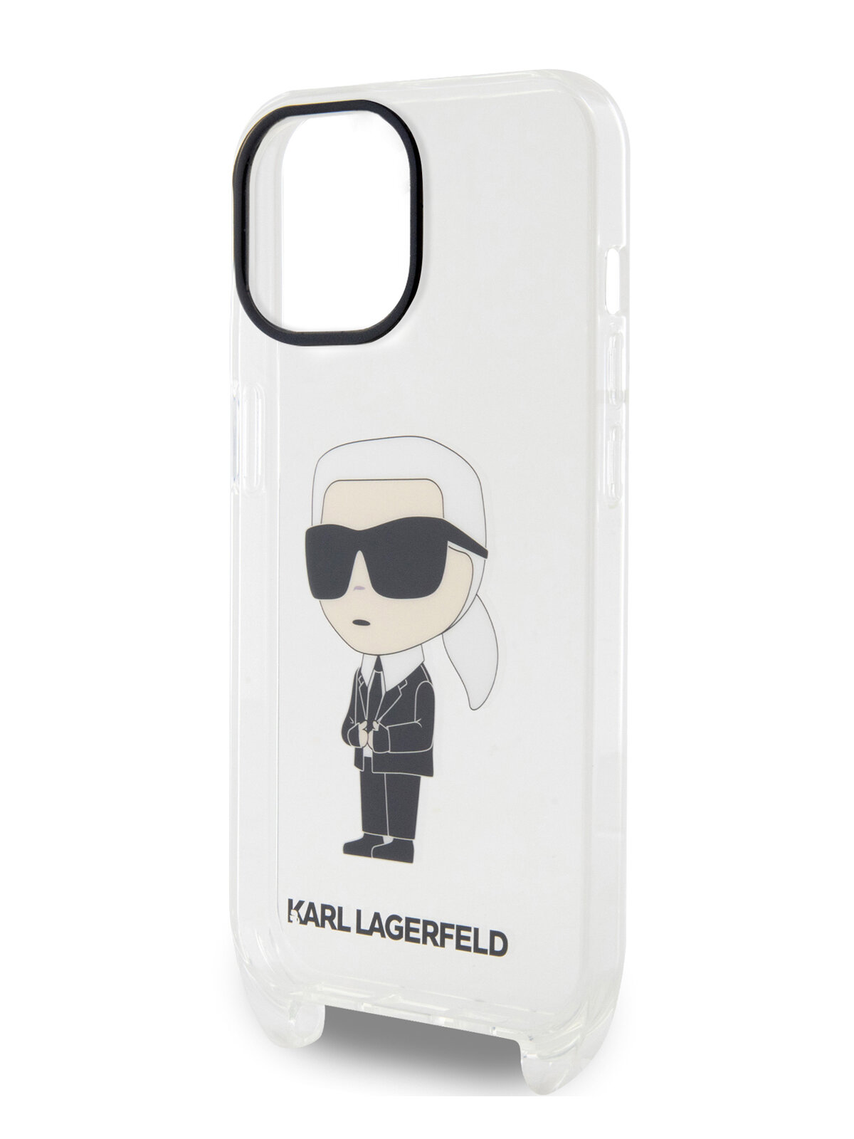 Lagerfeld для iPhone 15 чехол Crossbody PC/TPU NFT Karl Ikonik + Big Strap Hard Transparent