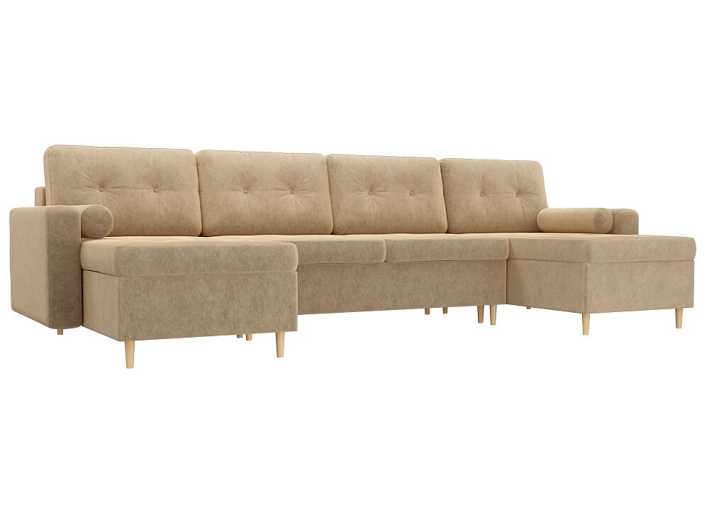 Угловой диван Белфаст-П Бежевый Вельвет, пантограф (тик-так), 293х150х90 см, с ящиком для белья