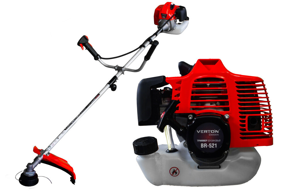 Триммер бенз. VERTON garden BR-521 (V двигателя 52 см3, мощность 2.5 л. с./1.83 кВт, разборная штанга, ремень, нож 3т, катушка)