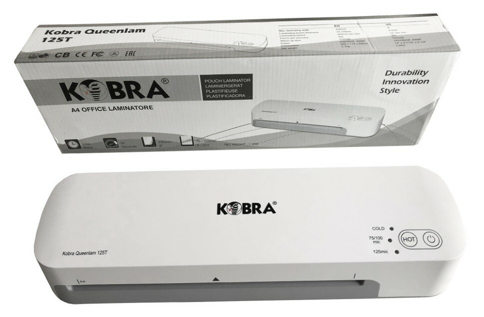Ламинатор Kobra Queenlam 125 T A4 (75-125мкм) 42см/мин (2вал.) хол. лам. лам. фото реверс