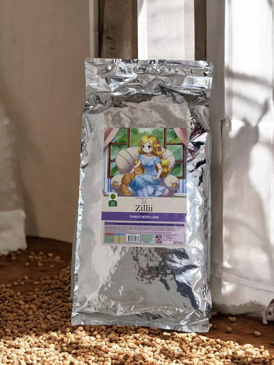 Корм Zillii Indoor, для кошек, индейка, ягненок, гипоаллергенный, для всех возрастов, 10кг