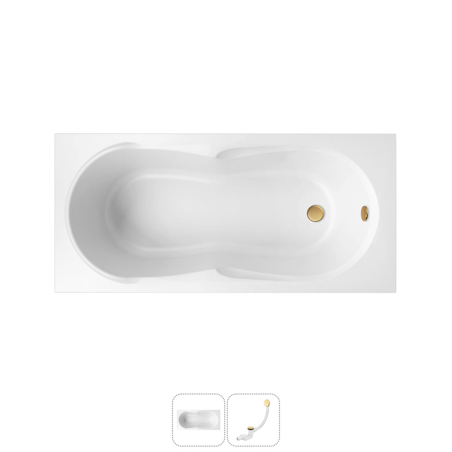 Акриловая ванна 160x70 Lavinia Boho Easter Pro 202010875 в наборе 2 в 1: прямоугольная ванна 160 x 70 см, слив-перелив