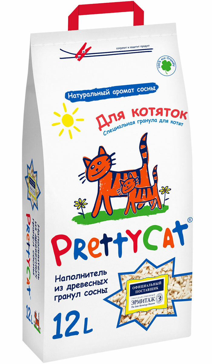 PRETTY CAT WOOD GRANULES наполнитель древесный для туалета котят (12 л)