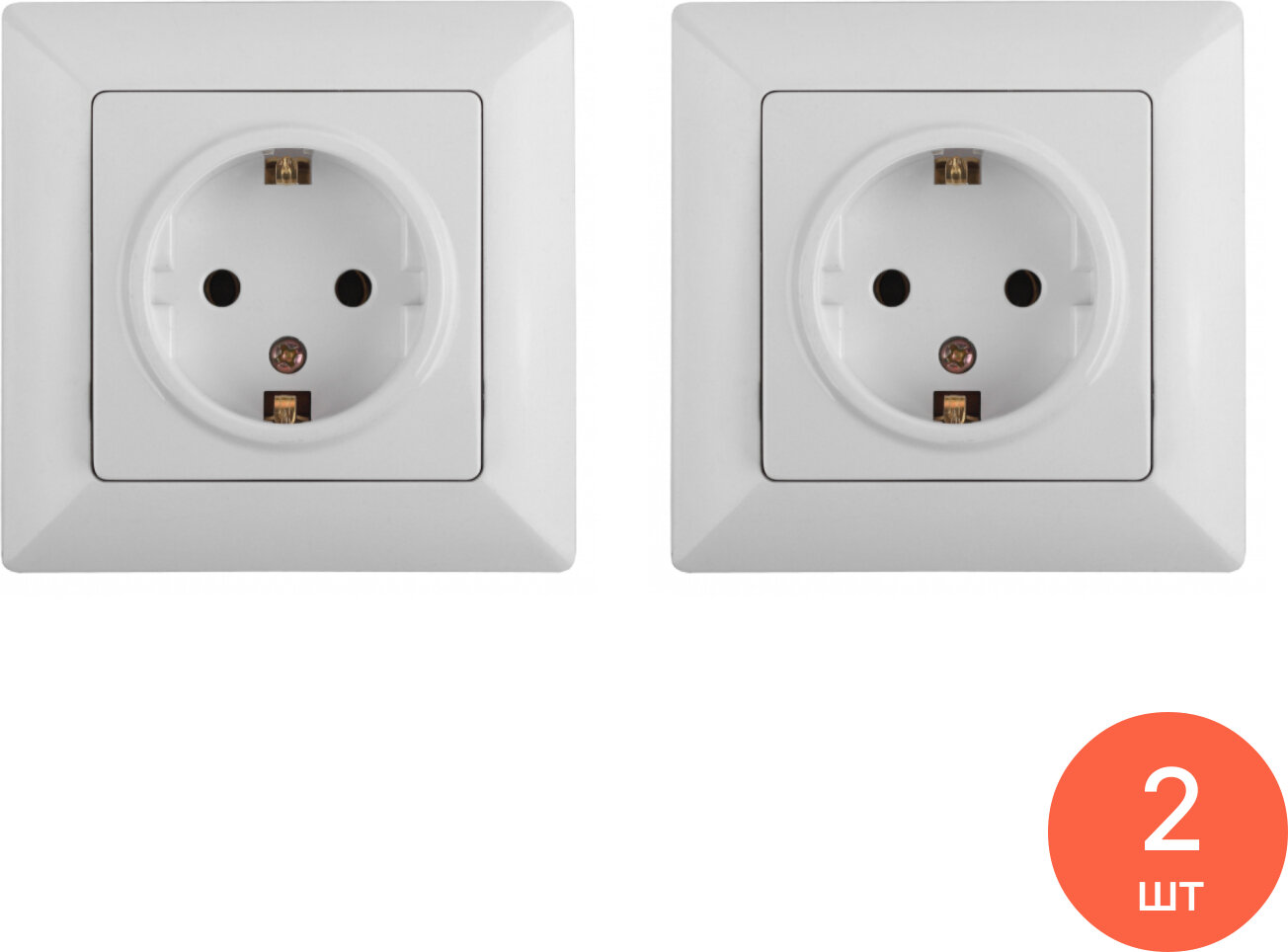 Розетка силовая штепсельная ЭРА Intro Solo 4-202-01 2P+E Schuko, скрытой установки, 16А 250В IP20, белая, с заземлением Б0053649 (комплект из 2 шт)