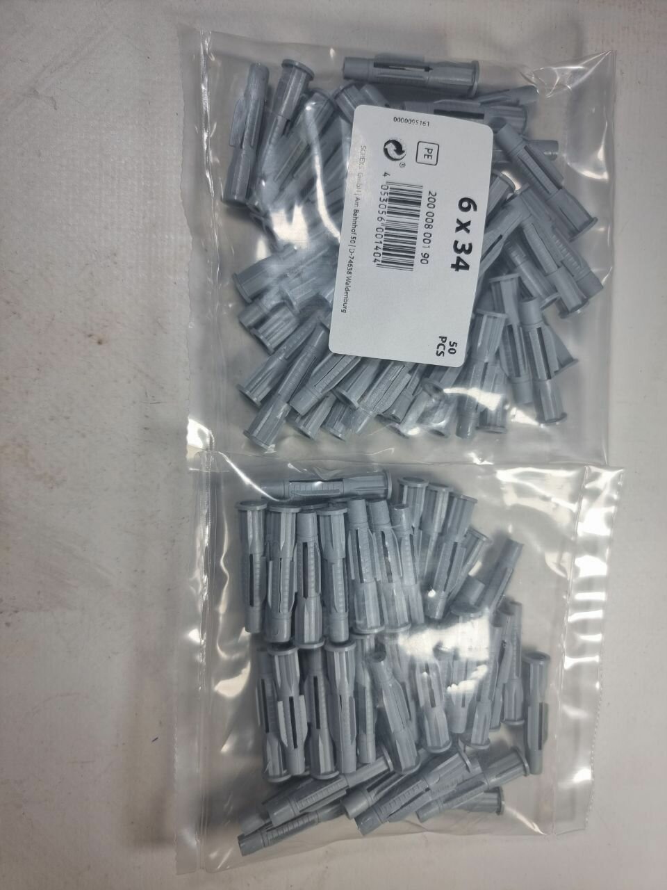 Дюбель пластиковый 6*34мм (50 шт)* 4 упк. SCREXS SWG Германия