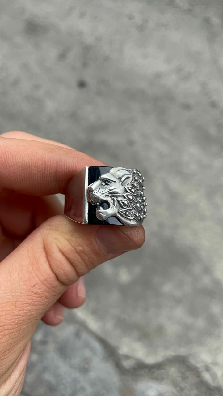 Печатка, серебро, 925 проба, обсидиан