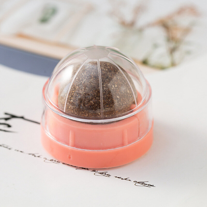 Розовый шарик с кошачьей мятой для чистки зубов и игр, вращающаяся игрушка с натуральной кошачьей мятой для кошек