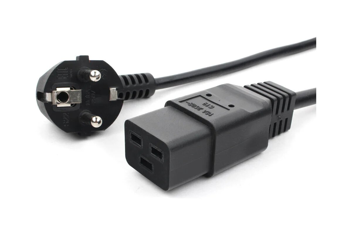 Power Cube Шнур питания ПВС-АП 3x1,5 1.8 м C19 заземленный черный 16 А RPC-186C1918BL