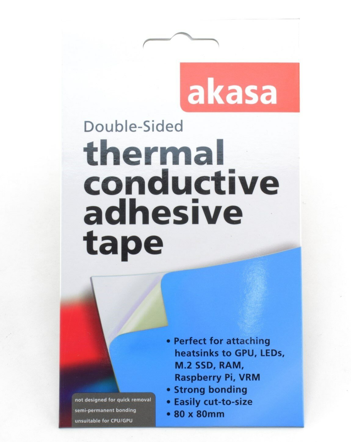 Термопрокладка (термоскотч) двусторонняя клеевая Akasa Thermal Pad 80x80x0.3 мм, 0.85W/mK (AK-TT13-80)