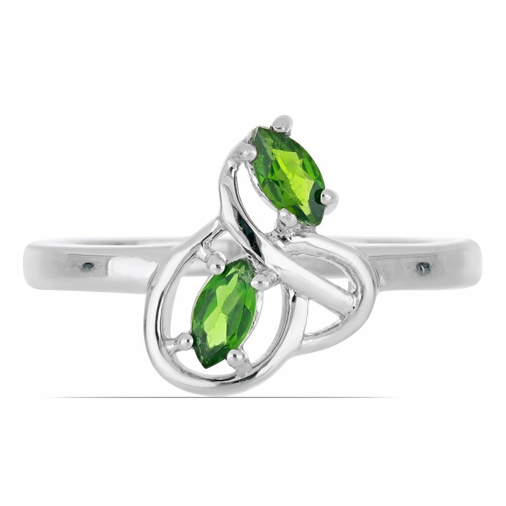 Кольцо, серебро, 925 проба, родирование, хромдиопсид