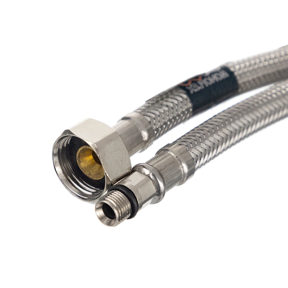 Подводка гибкая для смесителя с коротким наконечником 1/2ВР-10 мм шланг PEX 120 см